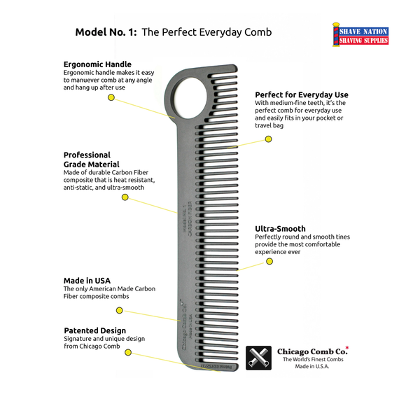 Chicago Comb No. 1 Carbon Fiber | Shave Nation Shaving Supplies®
