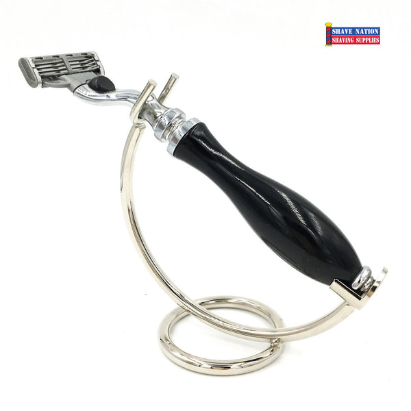 Curved Chrome Razor Stand for Straight, Shavette and Cartridge Razors ...
