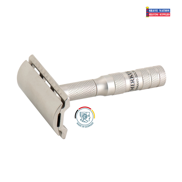 Merkur INOX Stainless Steel Closed Comb Travel Razor with Leather Case ...