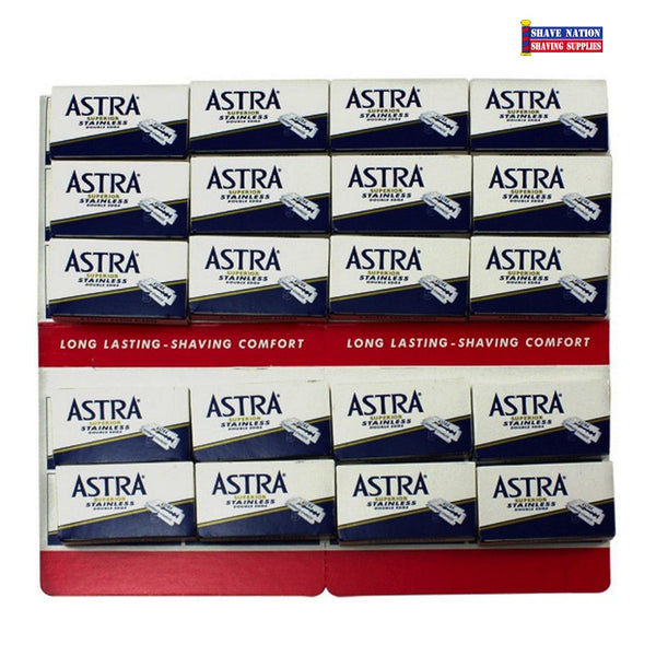 Astra Stainless DE Safety Razor Blades 100 Blue | Shave Nation Shaving ...