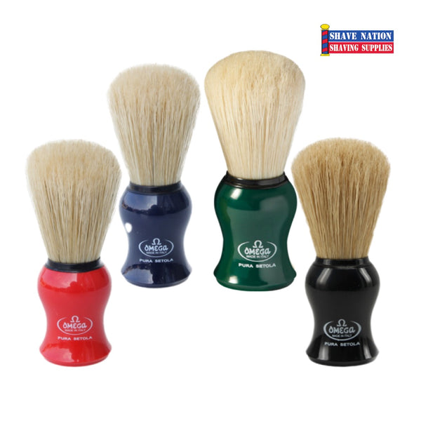 Omega Boar Shaving Brush with White Handle | Shave Nation Shaving Supplies®